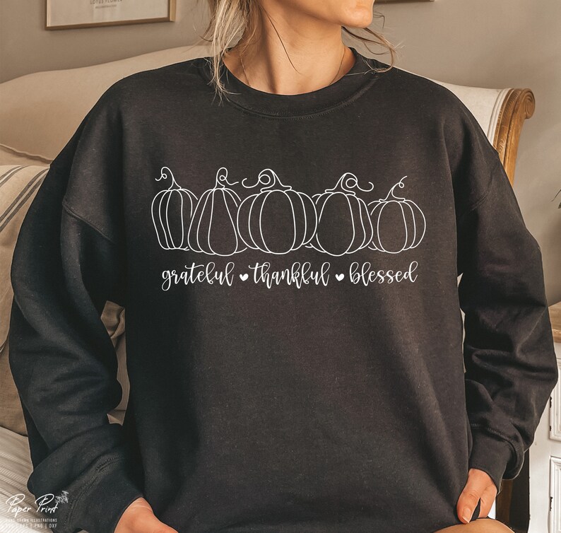 Grateful Thankful Blessed Pumpkin SVG, Fall Thanksgiving (digital Files ...