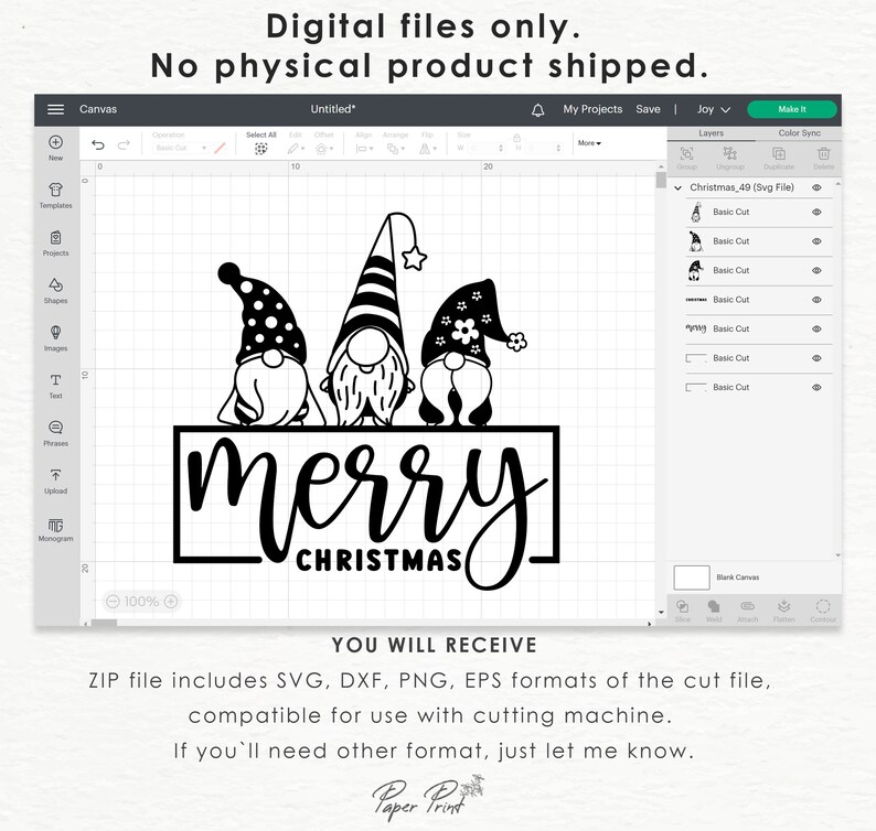 Merry Christmas Gnome SVG, PNG, Cut Files (digital Download) - Etsy