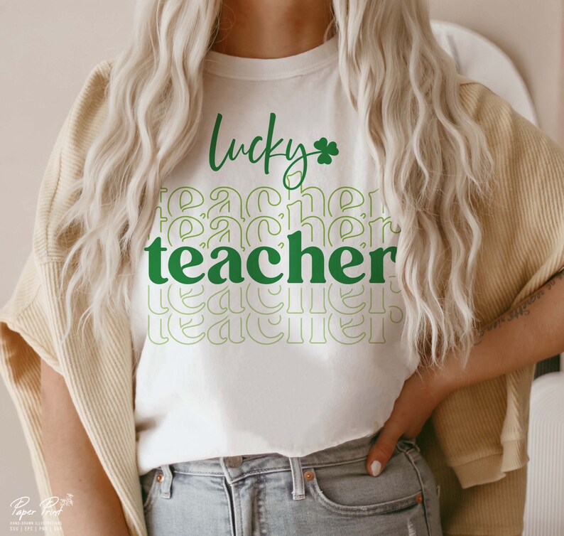 Lucky Teacher SVG St Patricks Day SVG Gift for Teacher Svg - Etsy