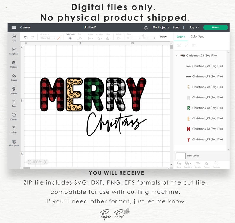 Merry Christmas Buffalo Plaid SVG PNG, Vintage Jumper Cut File (digital ...