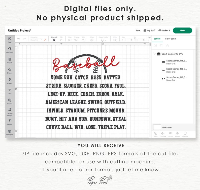 Baseball SVG, Baseball Typography Word Customizable PNG, Baseball Lover ...