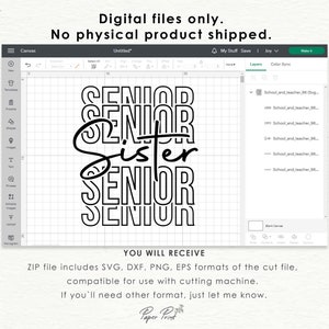 Senior Sister SVG, Class of School SVG, Graduation SVG, High School ...