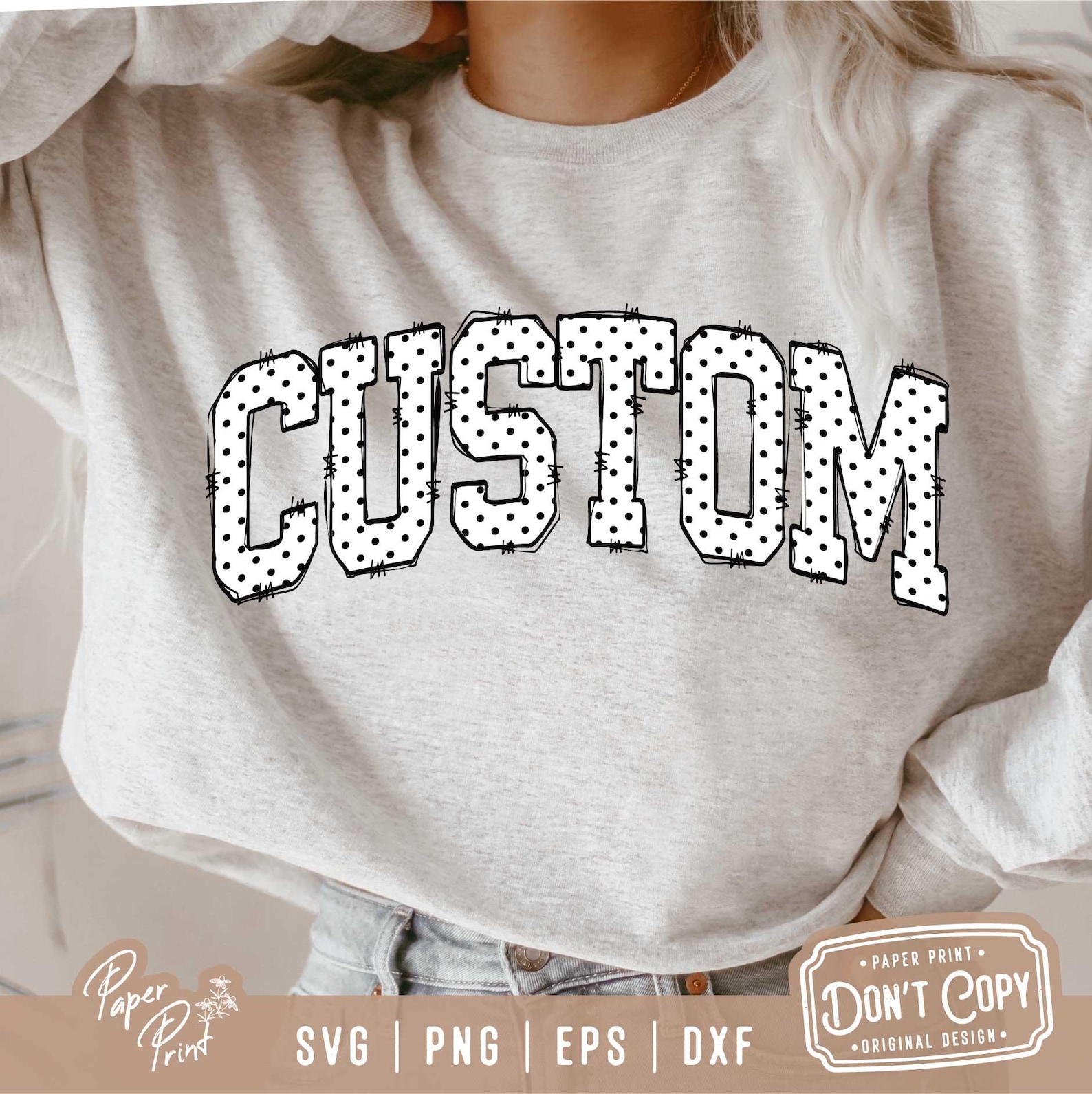 Custom Polka Dot Wording for Designs SVG PNG (digital Download ...