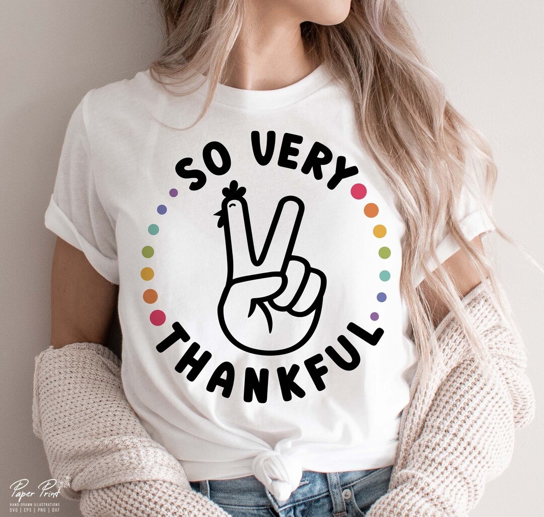 So Very Thankful SVG PNG File, Peace Sign Turkey Svg, Thanksgiving ...