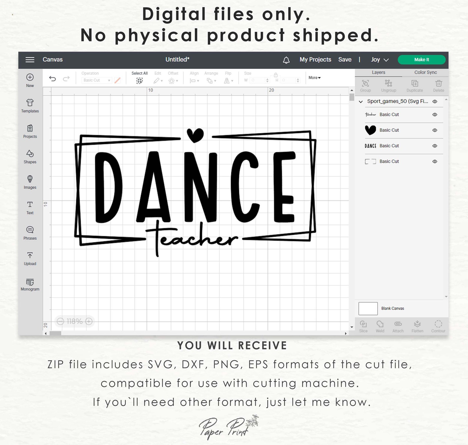Dance Teacher SVG, Cricut & Sublimation Files (digital Download) - Etsy