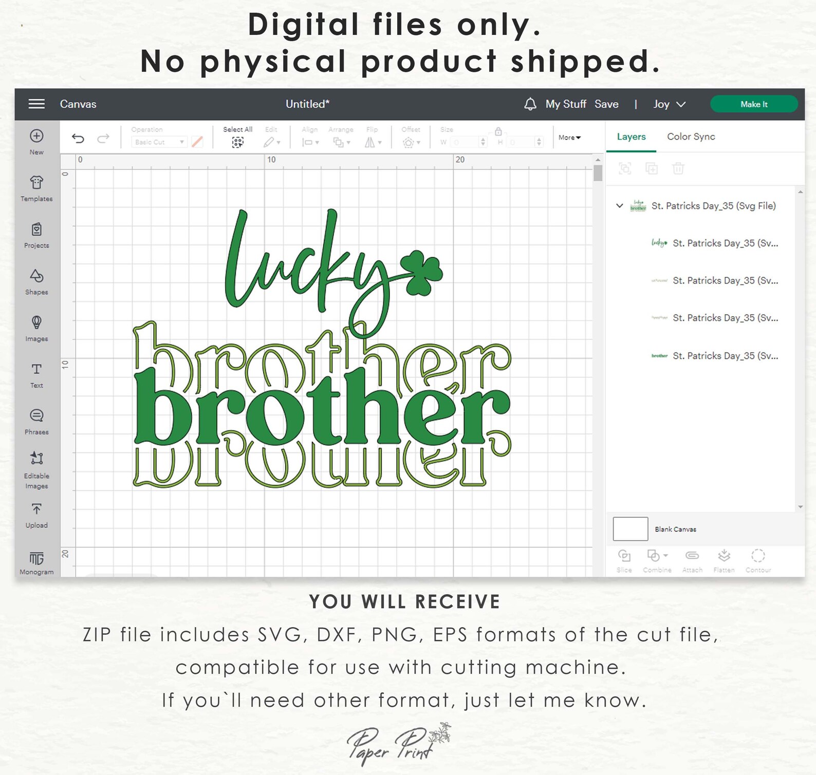 Lucky Brother St Patrick's Day SVG, Cricut Cut Files (digital Download ...