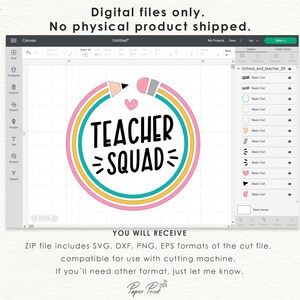 Teacher Squad SVG, Back to School Shirt Design (digital Files) - Etsy