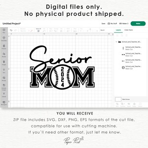 Senior Baseball Mom 2024 SVG, Softball Mom Cut Files (digital Download ...