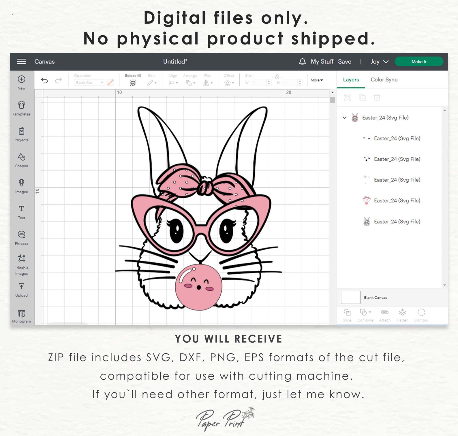 Easter Bunny With Glasses SVG, Easter Shirt Design (digital Files) - Etsy