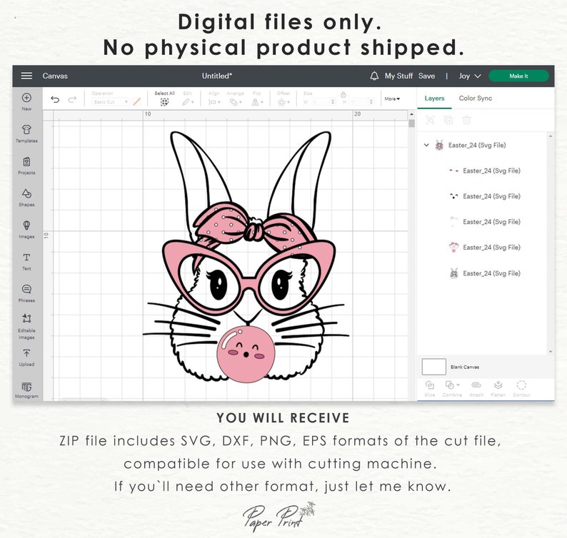 Easter Bunny With Glasses SVG, Easter Shirt Design (digital Files) - Etsy