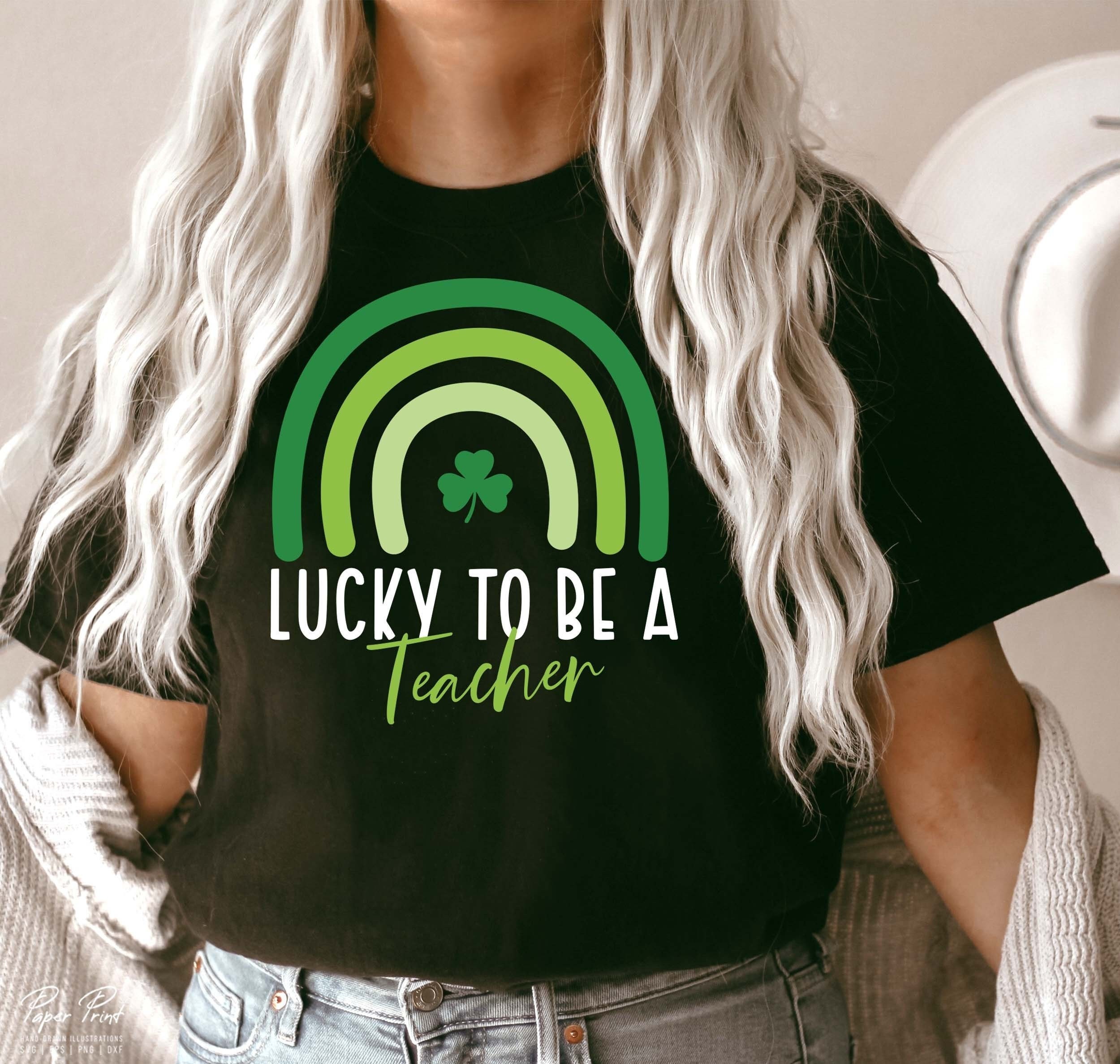 Lucky Teacher St Patricks Day Rainbow SVG PNG (digital Download) - Etsy