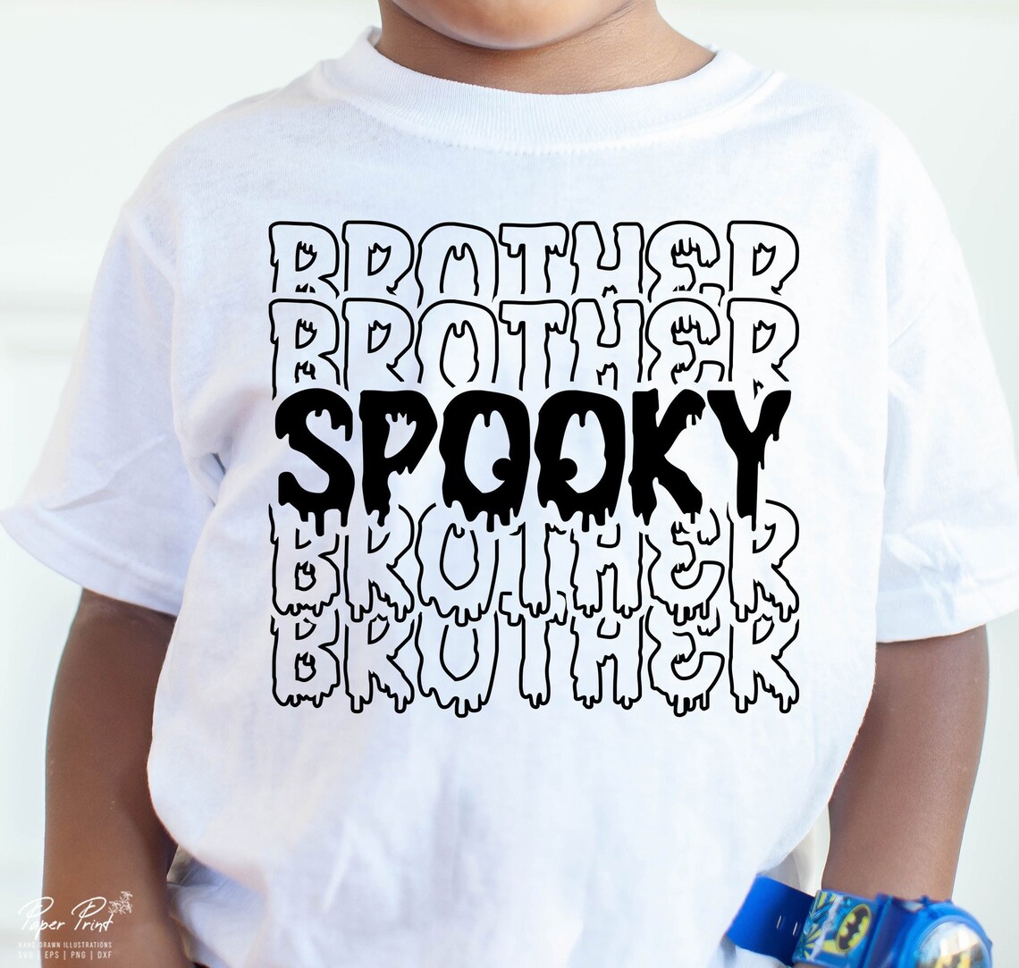 Spooky Brother Halloween Shirt SVG, PNG, DXF Cut Files - Etsy