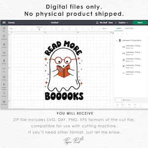 Read More Books PNG SVG, Ghost Books Svg, Booooks Svg, Halloween ...