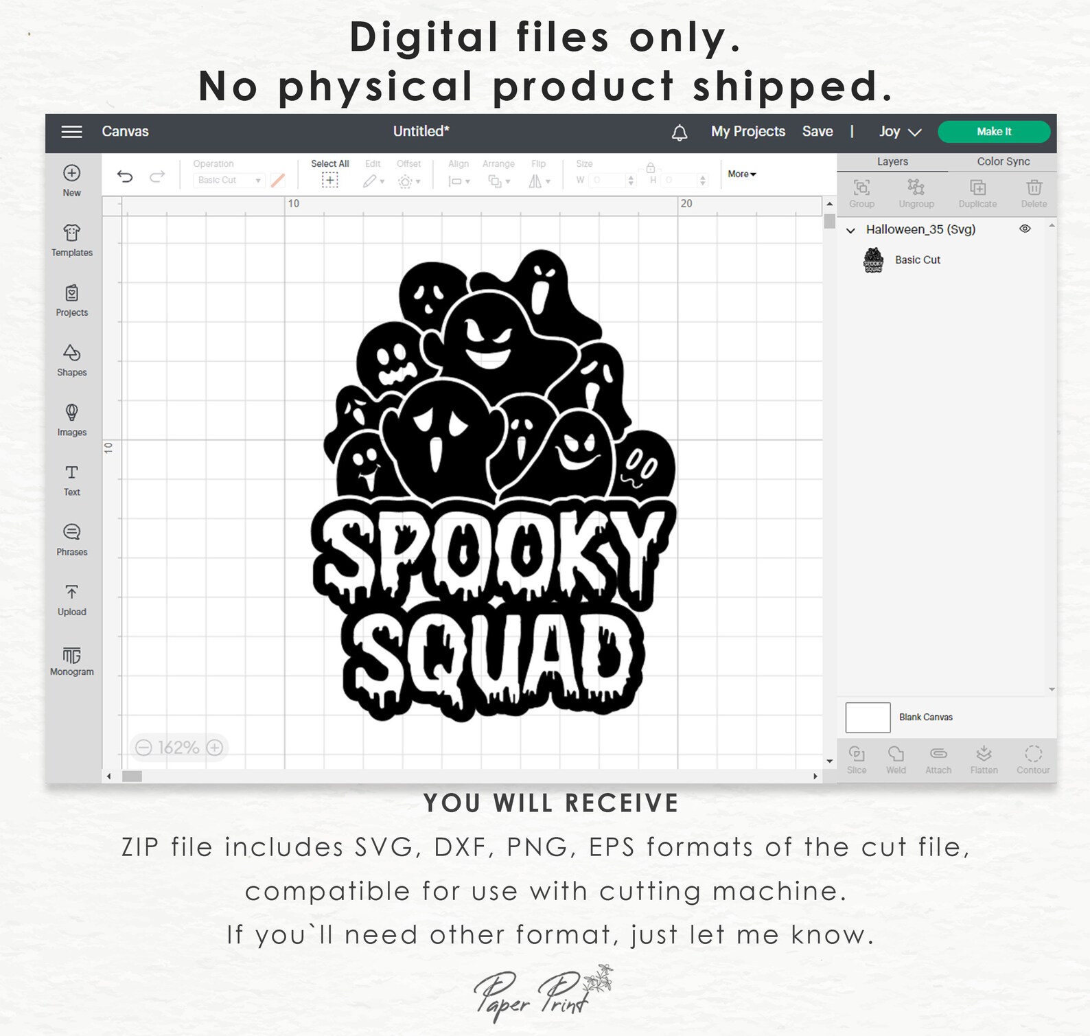 Spooky Squad Halloween Ghost SVG PNG, Family Shirts, Cricut Cut Files ...