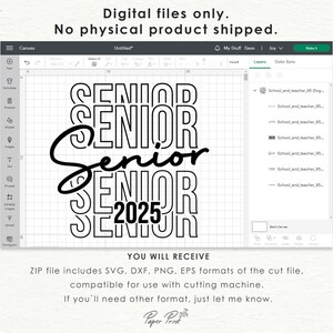 Senior 2025 SVG, Class of 2025 SVG, Graduation 2025 SVG, High School ...