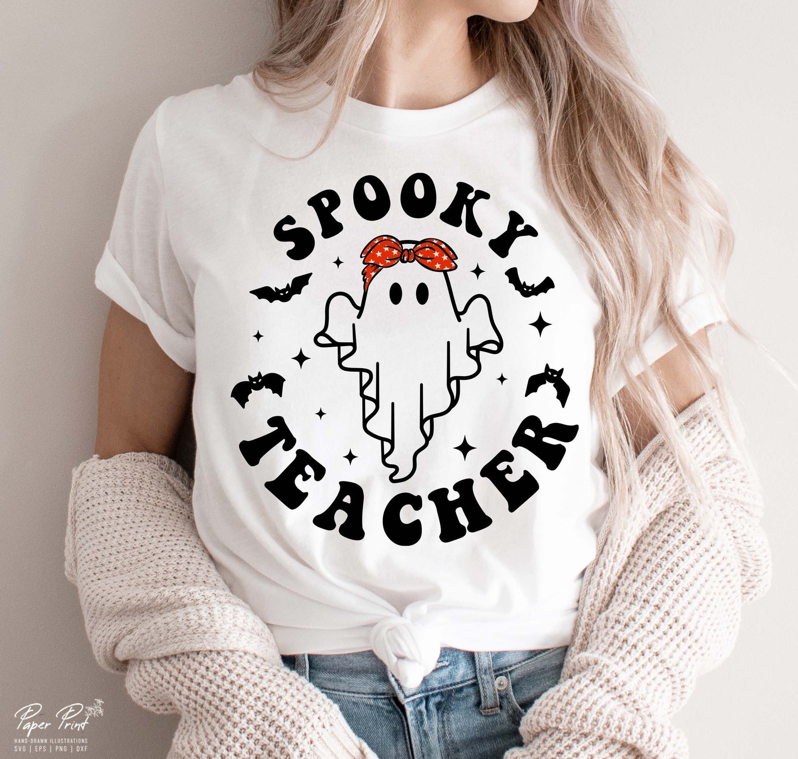 Spooky Teacher Ghost SVG, Halloween Shirt Design (digital File) - Etsy