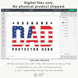 Fathers Day SVG PNG, Husband Dad Protector Hero SVG, Dad Quote Svg, Usa ...