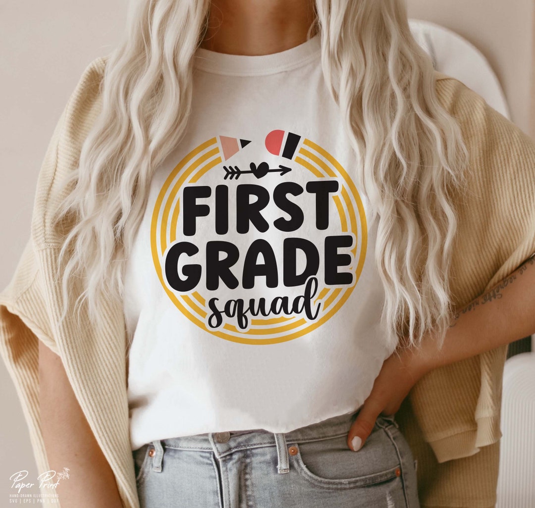 1st Grade Svg, First Grade Squad Svg Png, Back to School Svg, Teacher ...
