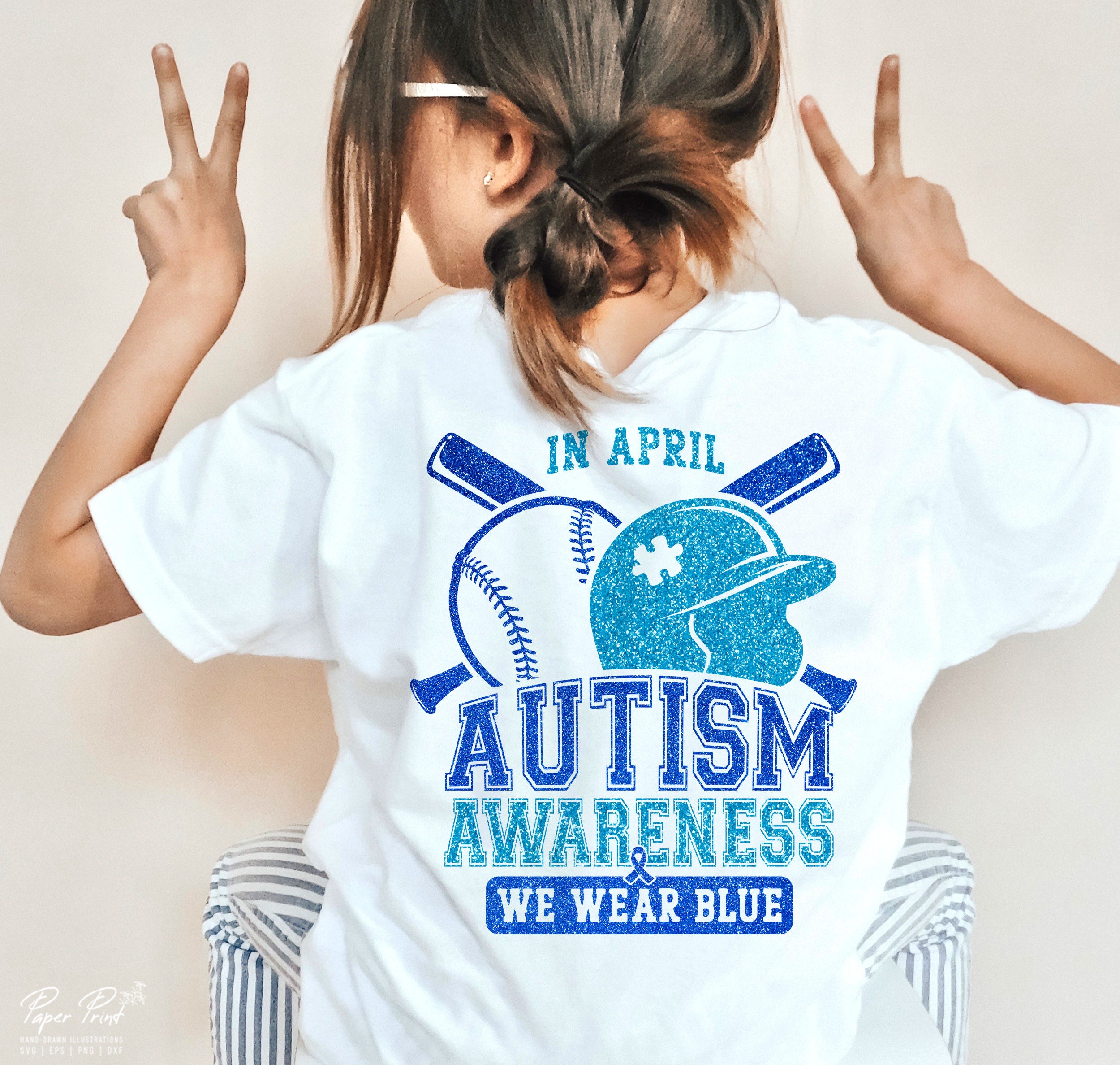 Autism Awareness Baseball SVG, Baseball Faux Sequin Glitter PNG, in ...