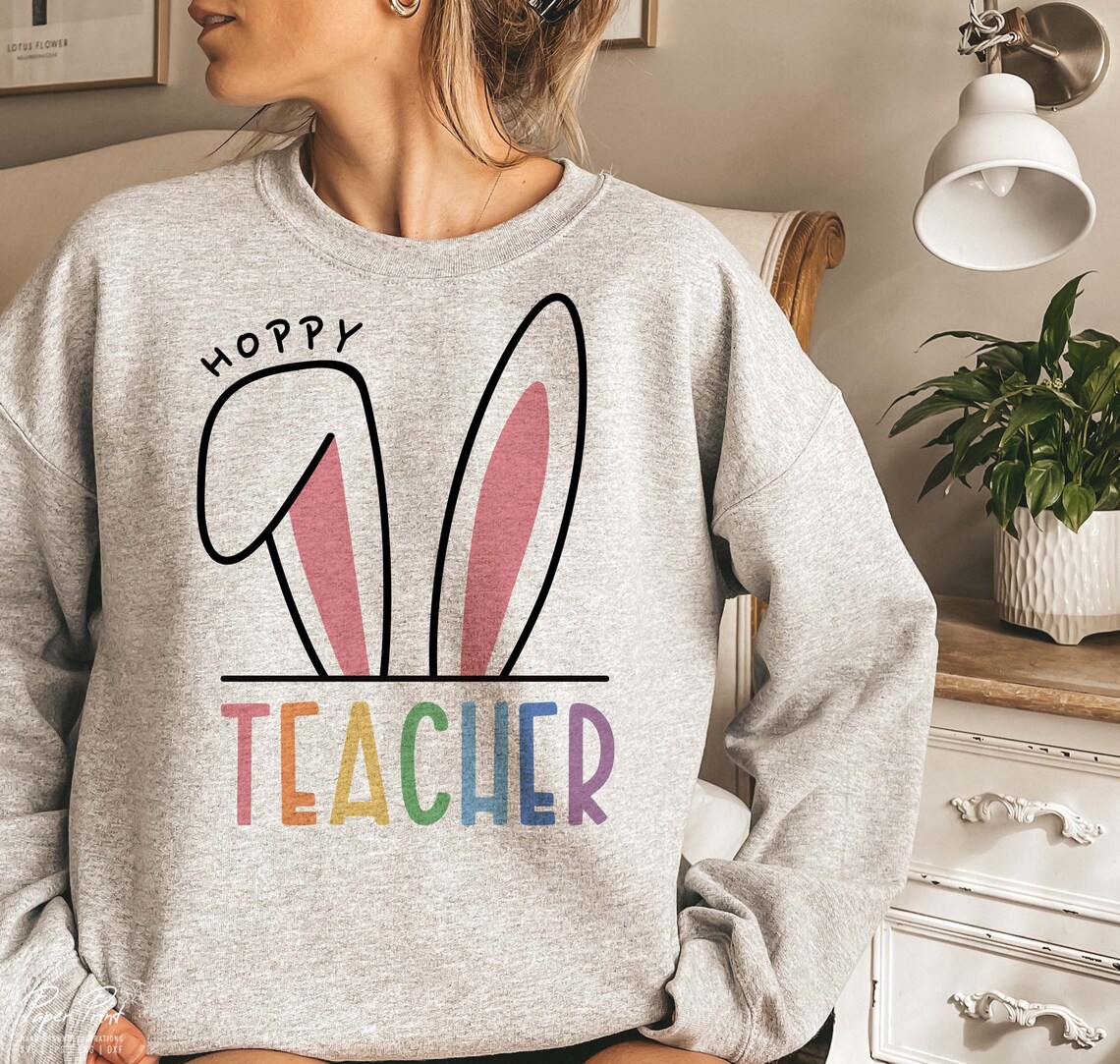 Hoppy Teacher SVG PNG Teacher Easter Shirt SVG Teacher Bunny - Etsy