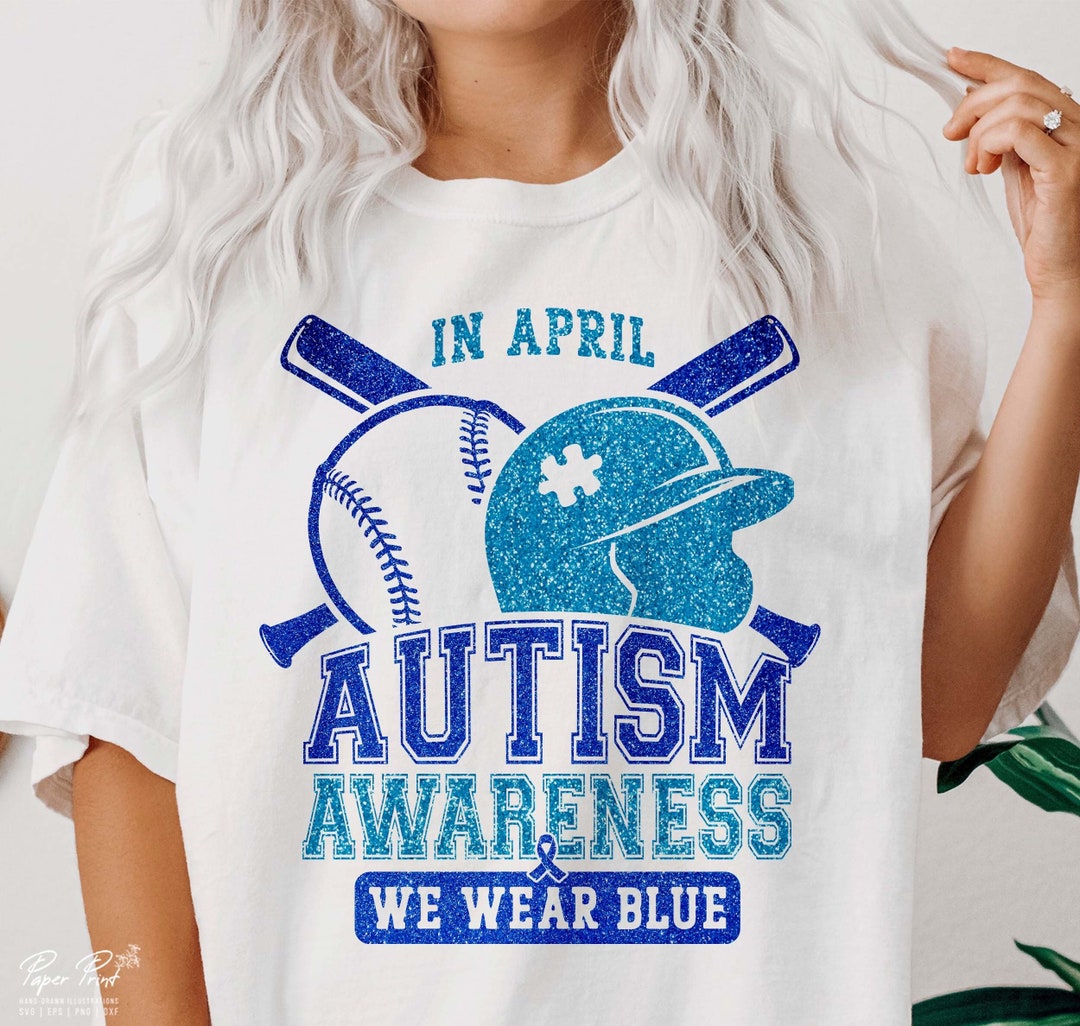 Autism Awareness Baseball SVG, Baseball Faux Sequin Glitter PNG, in ...