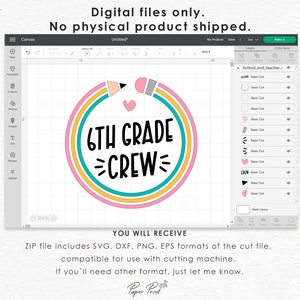 6th Grade Crew SVG, PNG, Back to School, Teacher Shirt (digital Files ...