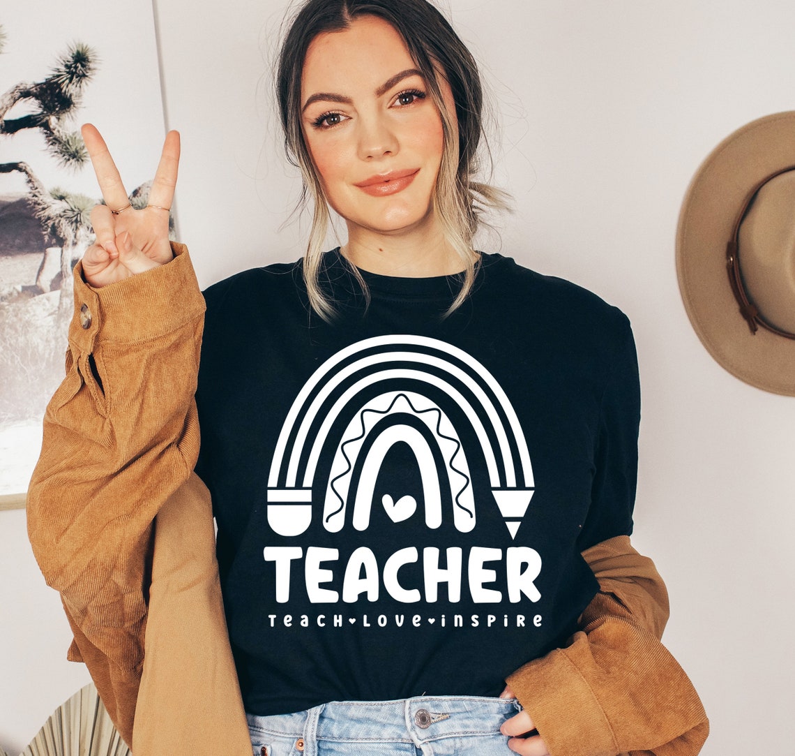 Teacher Rainbow Svg Png, Teach Love Inspire Design (digital Download ...