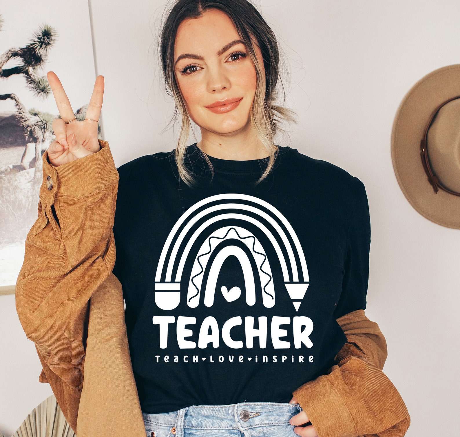 Teacher Rainbow Svg Png, Teach Love Inspire Design (digital Download ...