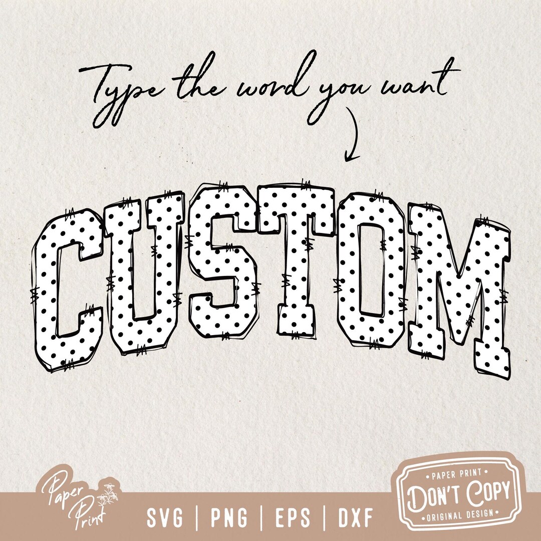 Custom Polka Dot Wording for Designs SVG PNG (digital Download ...