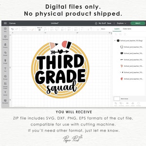 3rd Grade Svg, Third Grade Squad Svg, Back to School Svg, Teacher Svg ...