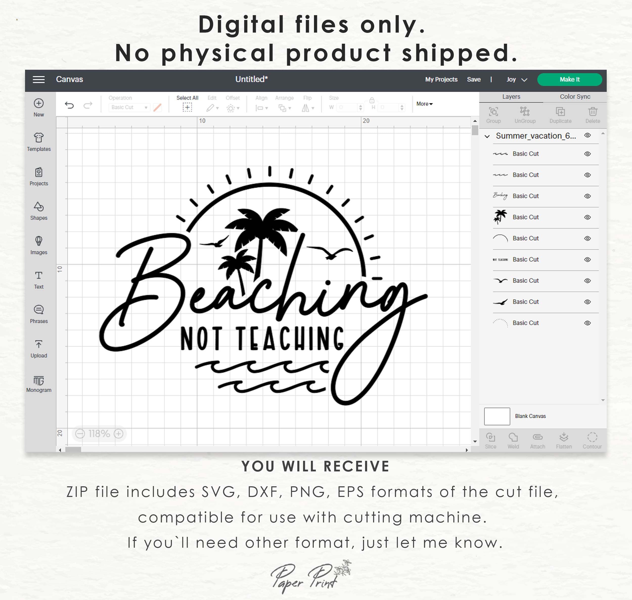 Beaching Not Teaching SVG, Teacher Summer Vacation Design (digital ...