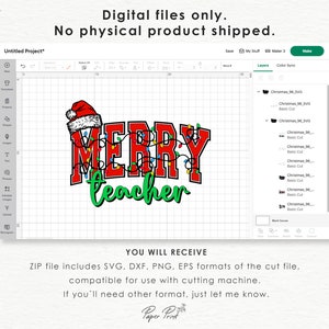 Merry Teacher PNG SVG, Teacher Christmas PNG, Teacher Sweatershirts ...