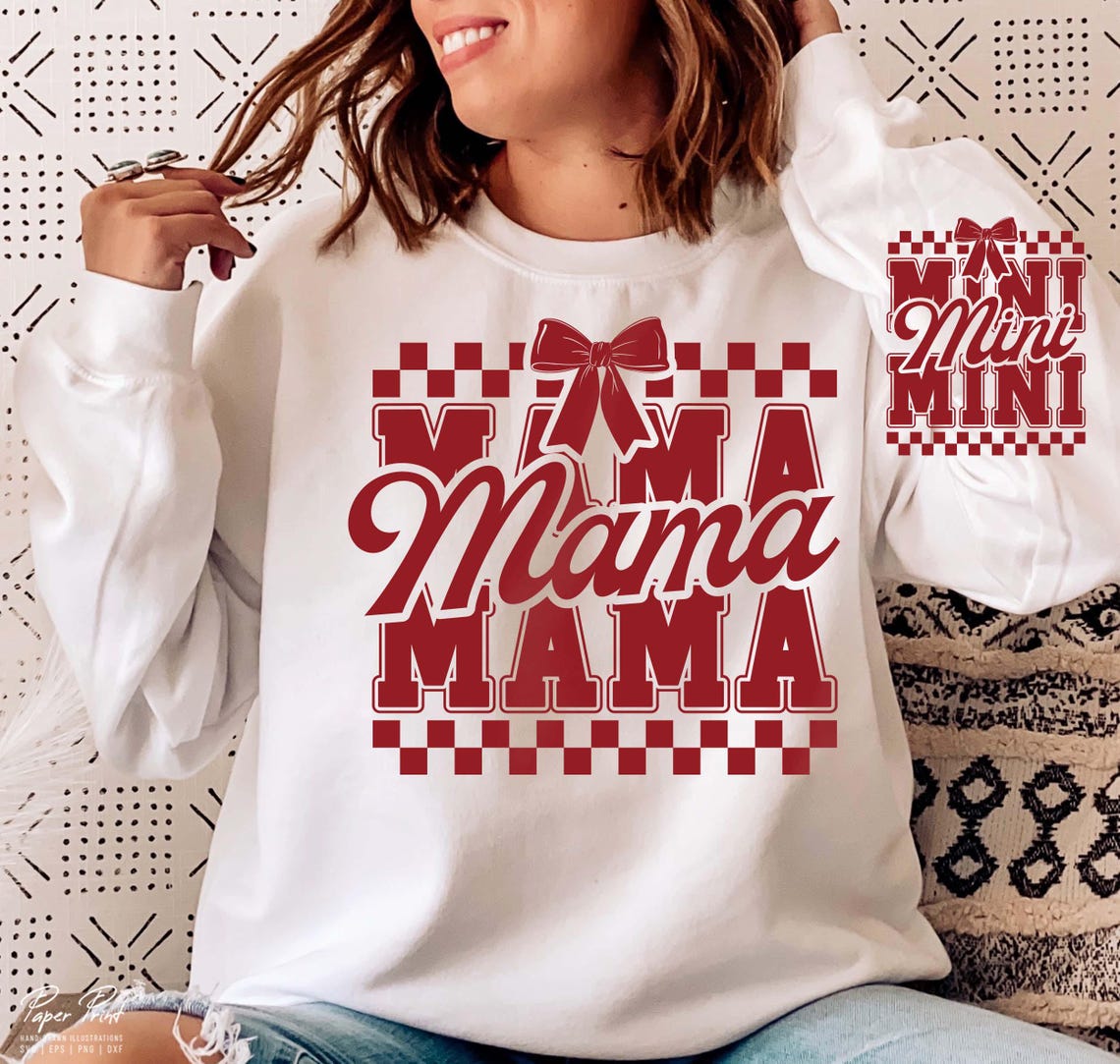 Mama Mini Coquette Checker SVG PNG, Match Mama Mini Valentines Day ...