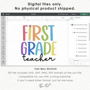 1st Grade Teacher SVG PNG, First Grade Svg, Back to School Svg, First ...