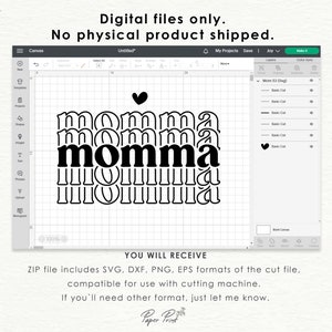 Momma SVG, Mama Shirt Design, Mothers Day Gift (digital Files) - Etsy