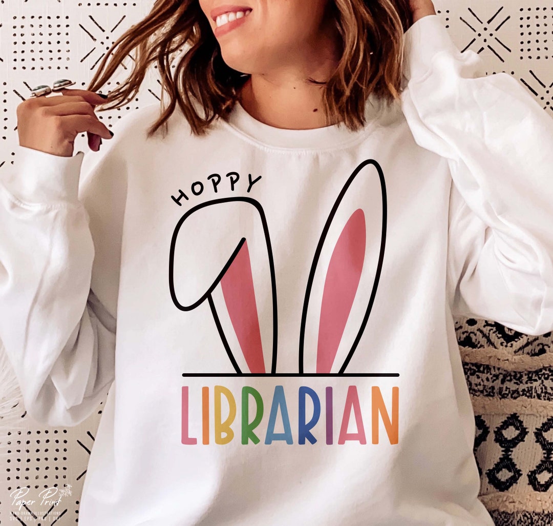 Hoppy Librarian Easter Bunny SVG PNG, Teacher Gift, Cut Files (digital ...