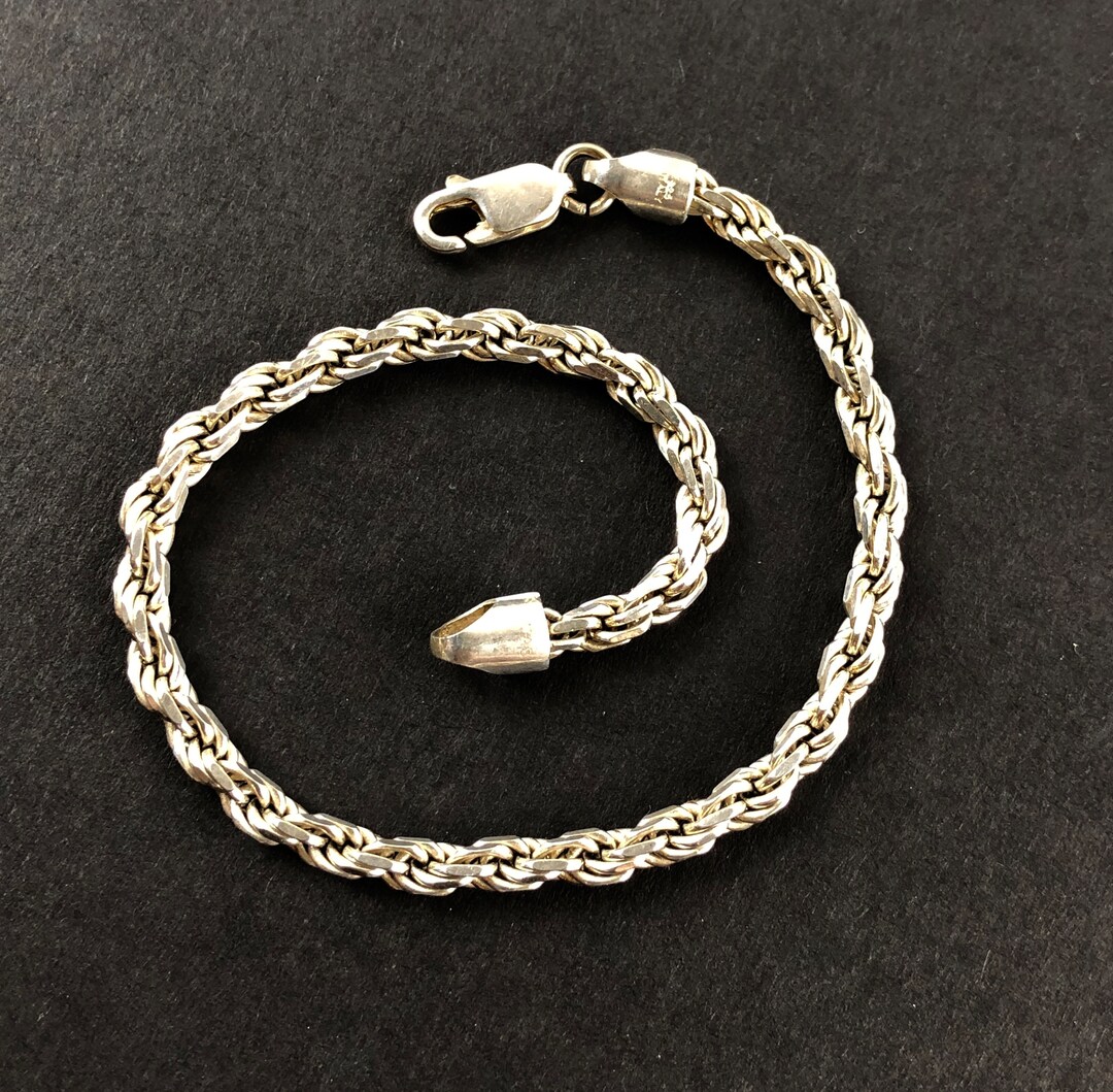 3.5 MM Sterling Silver Twisted Rope Bracelet / Italy 925 Silver / FAS ...