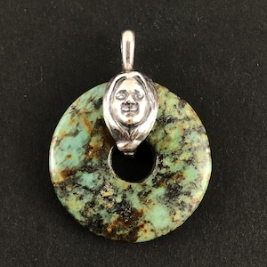 Vintage Sterling Silver African Turquoise Pendant: Woman Face Bale - Etsy