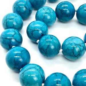 Rare Teng Yue Vintage Blue Marble Style Knotted, Gazed Beads Necklace ...