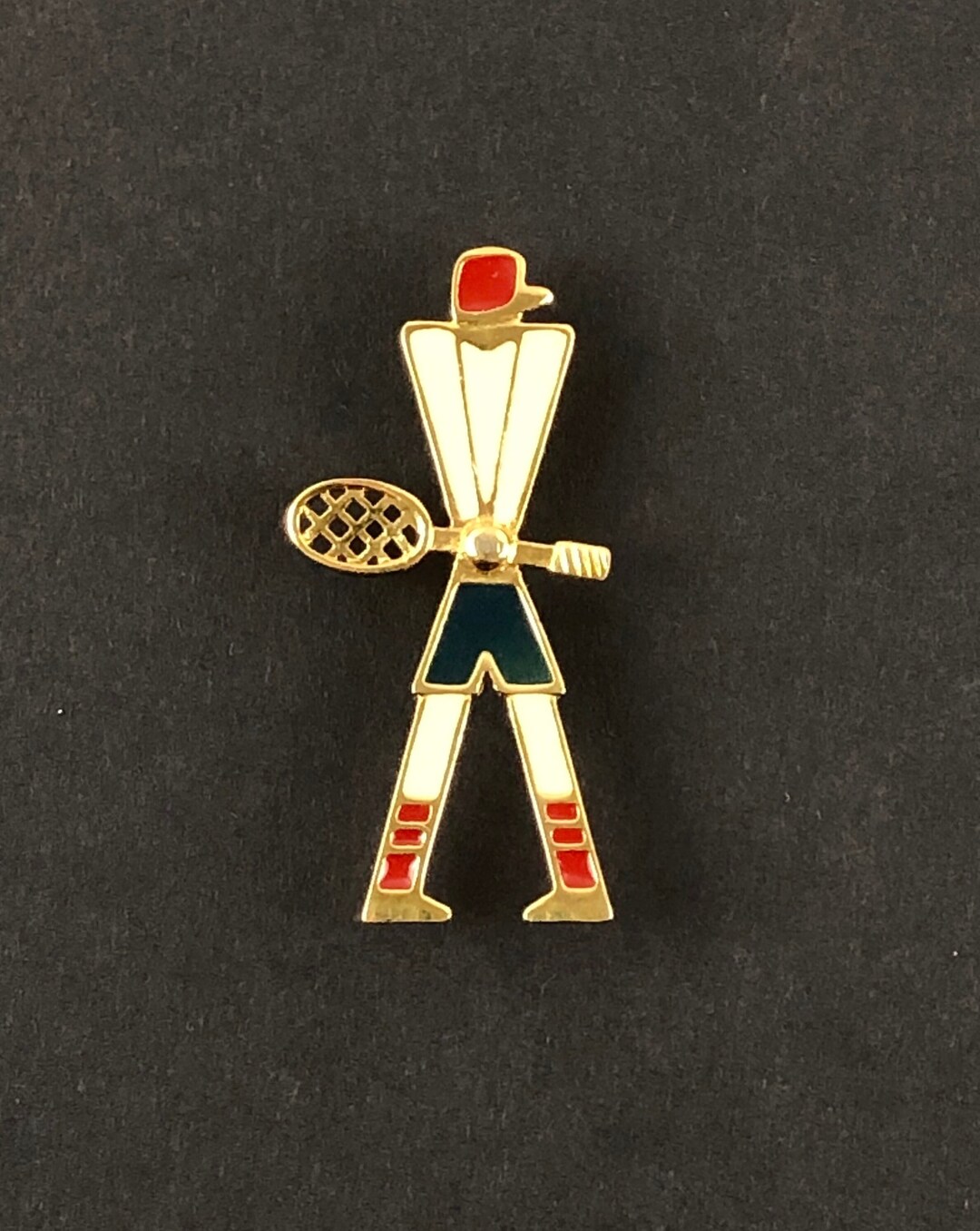 Rare Trifari Enamel Tennis or Badminton Player Pin Brooch / Collectible ...
