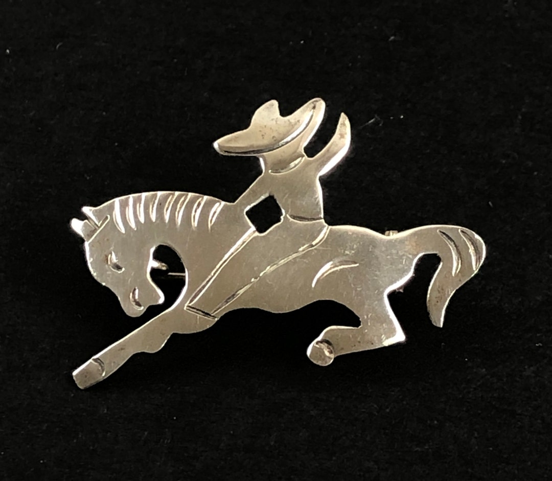 Vintage Mexican Sterling Silver Rodeo Horseback Rider Pin / Hecho En ...