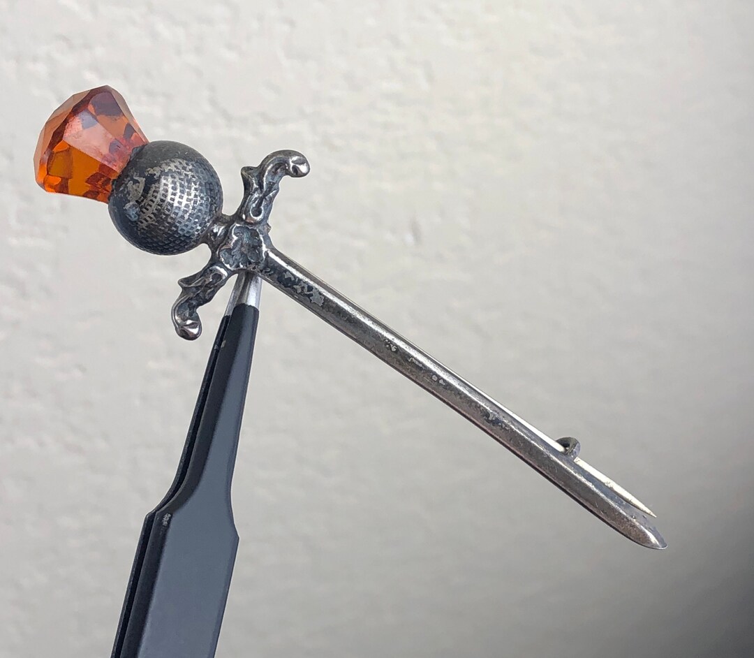 Vintage Scottish Robert Allison Sterling Silver, Burnt Orange Glass ...