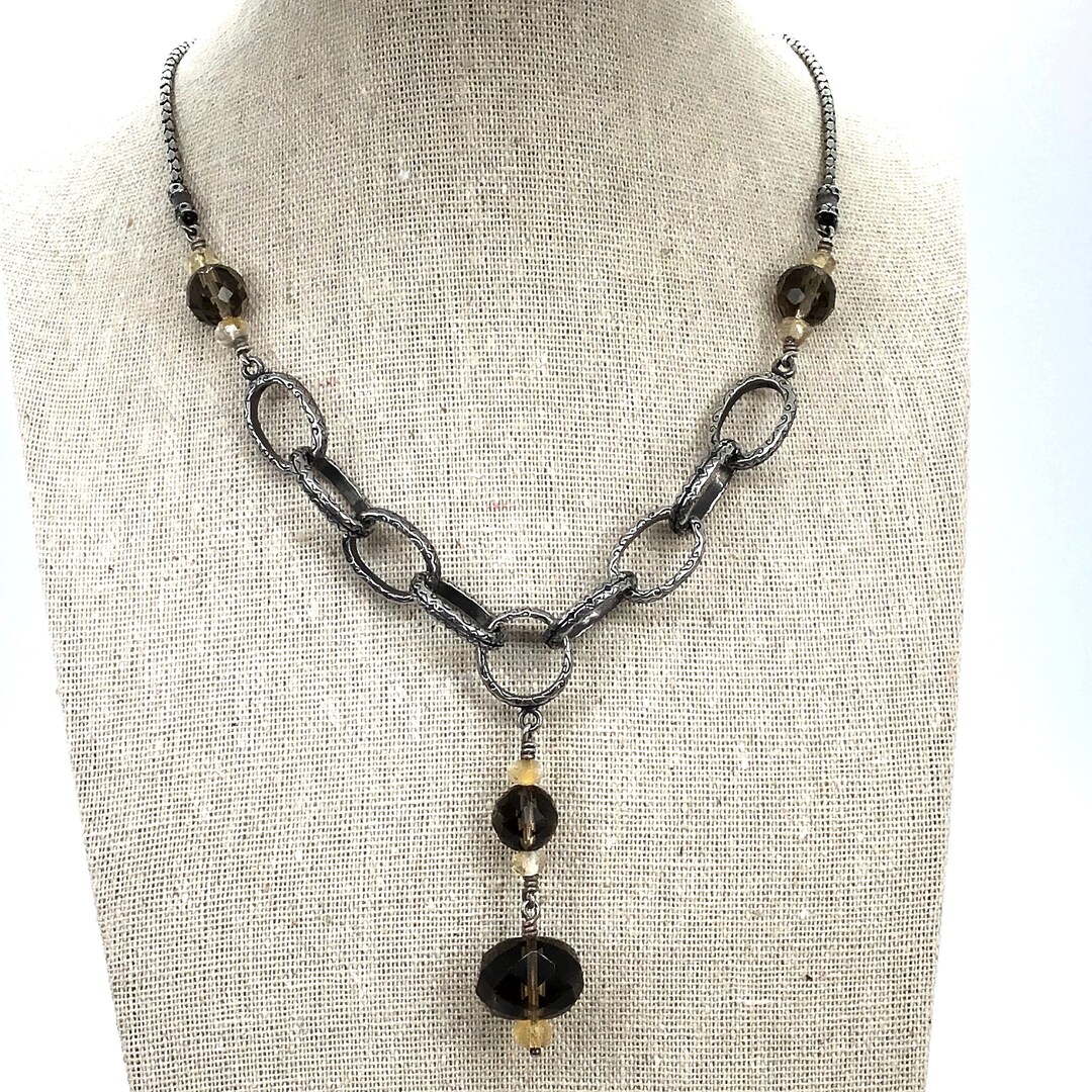 Silpada Sterling Silver Lariat Necklace With Smoky Quartz and Citrine ...