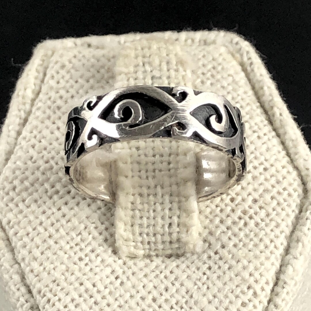 Sterling Silver Scroll Overlay Design Band Ring Size 6.5 - Etsy
