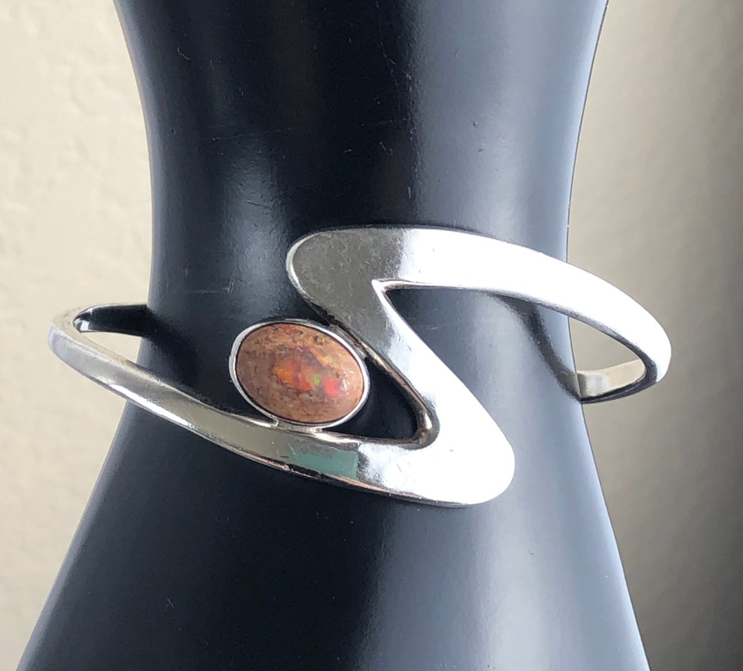 Mexican Matrix Boulder Cantera Opal Sterling Silver Modernist Abstract ...