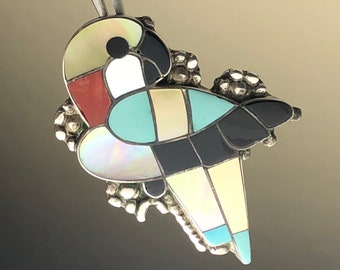 Zuni Inlay Bird Pin - Etsy