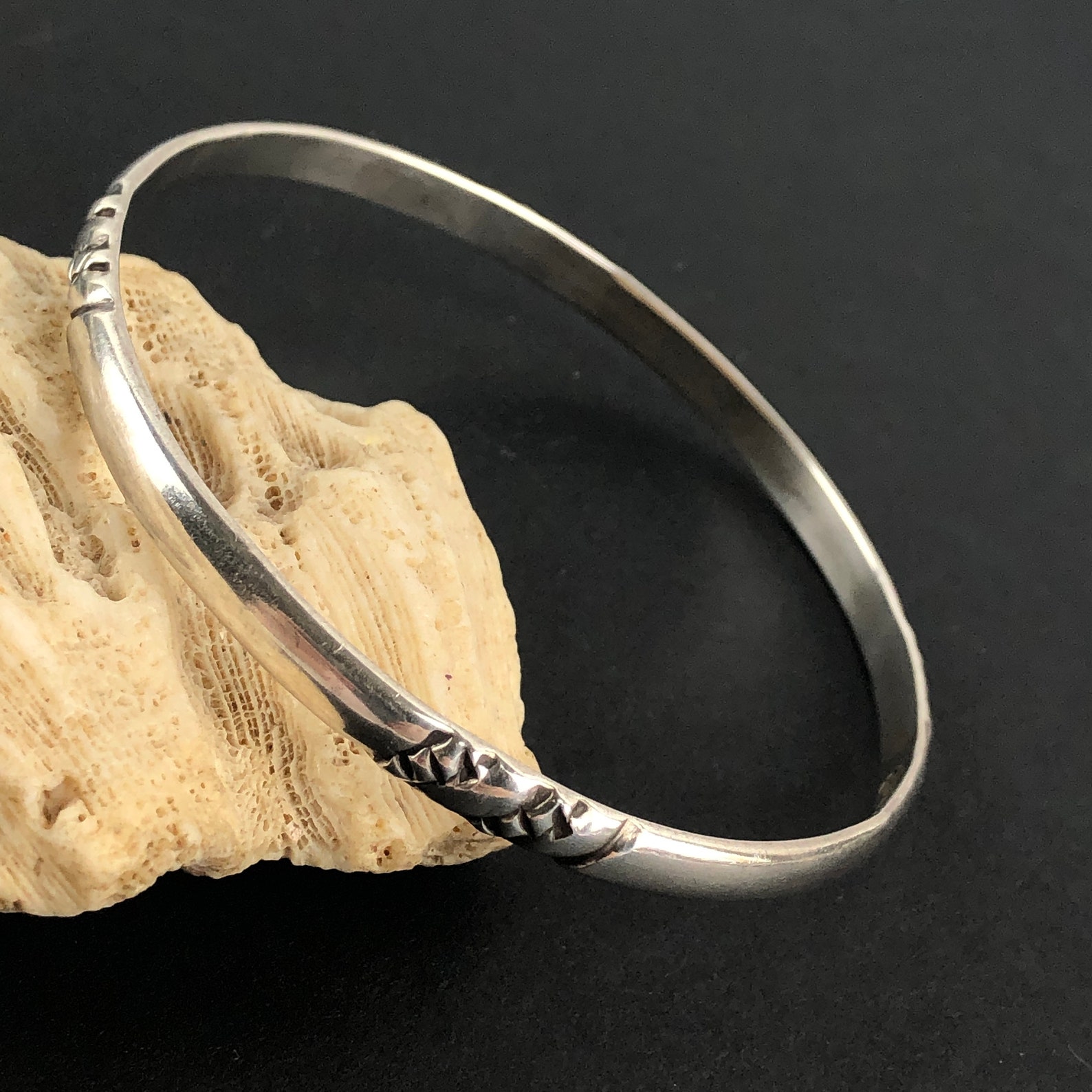 Vintage Modernist Sterling Silver Bangle Bracelet: Signed ARV Mexico ...
