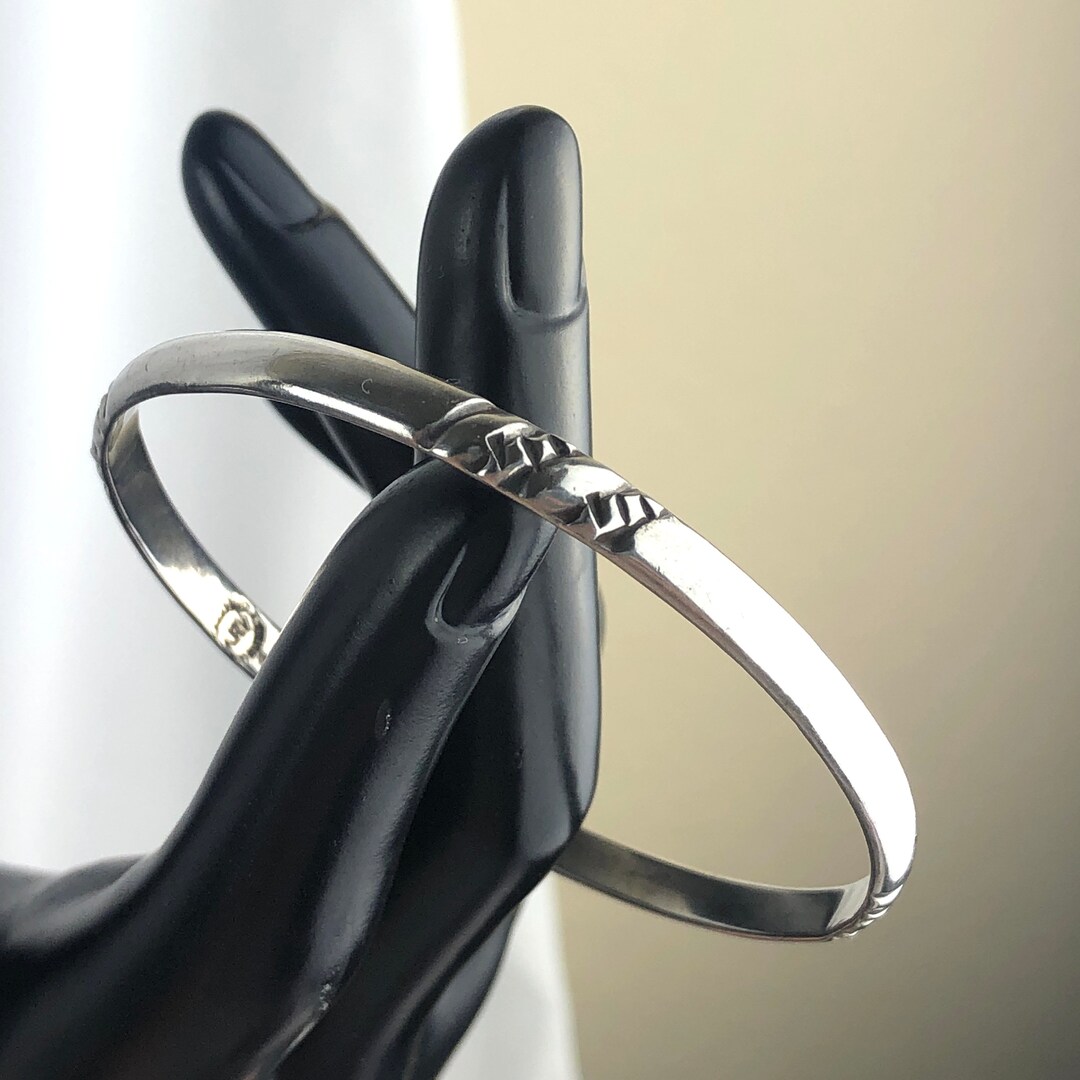 Vintage Modernist Sterling Silver Bangle Bracelet: Signed ARV Mexico ...