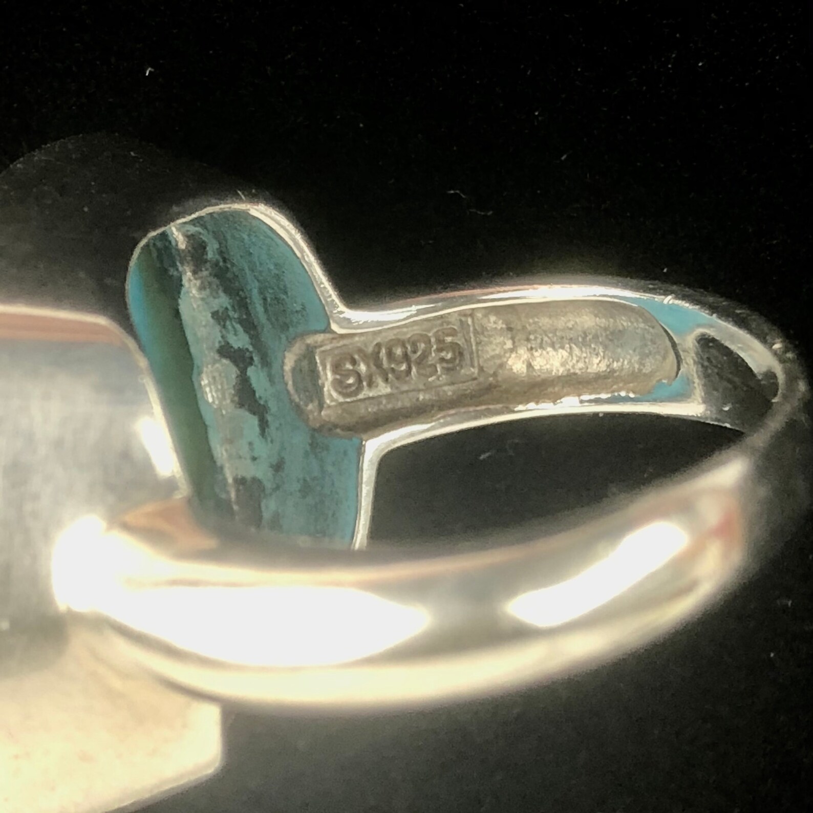 SX 925 Thailand Ring / Sterling Silver Square Blue Turquoise | Etsy