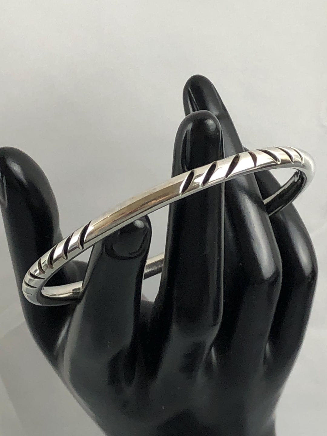 TAXCO Southwestern Sterling Silver Carved Cutout Hollow Tube Bangle ...